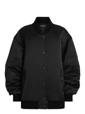 Dolce & Gabbana Oversized Embossed Printed Bomber Jacket - Black