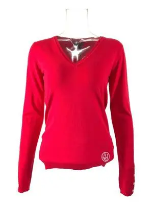 Emporio Armani V-neck Long-sleeved Sweater With Button Detail - Red