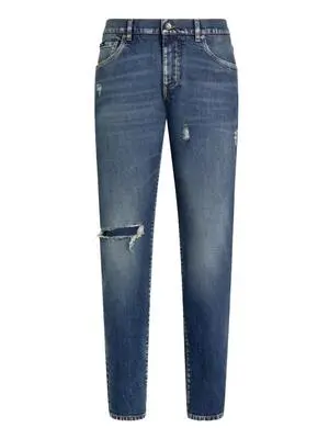 Dolce & Gabbana Straight Leg Distressed Jeans - Blue