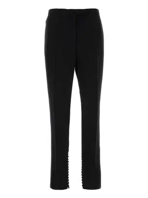 Dries Van Noten Pressed Crease Trousers With Button Detail - Black