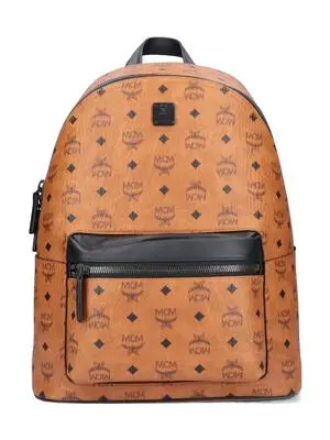Mcm Medium Stark Monogram Backpack - Brown