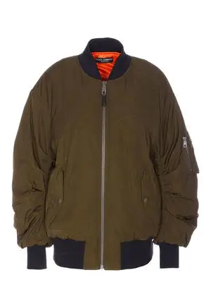Dolce & Gabbana Oversized Bomber Jacket With Zip-up Closure - Brown