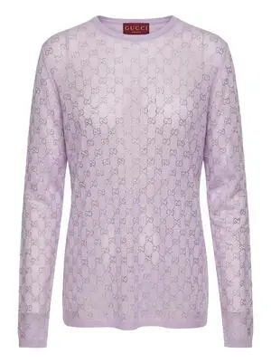 Gucci Monogrammed Embellished Sweater - Purple