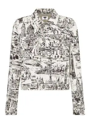Dior Embroidered Bee And Cd Signature Denim Jacket - White/black