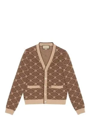Gucci Jacquard Knit Cardigan - Brown