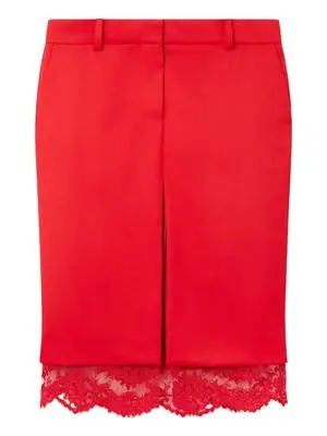 Stella McCartney Lace-trimmed Satin Midi Skirt - Lipstick