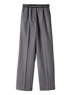 Miu Miu Miu Miu Embroidered Logo Trousers Grey