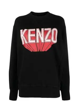 Kenzo Logo Print Cotton Sweatshirt - Black