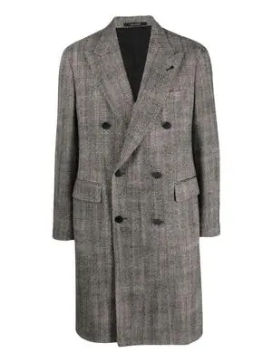 Tagliatore Double-breasted Herringbone Pattern Coat - Gray