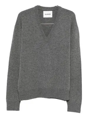 JIL SANDER V-neck Cashmere Sweater - Grey