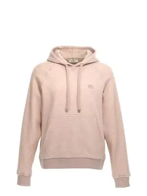 Etro Logo Embroidered Knit Drawstring Hoodie - Beige