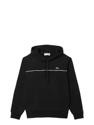 Lacoste Tape Trimmed Cotton Hoodie - Black