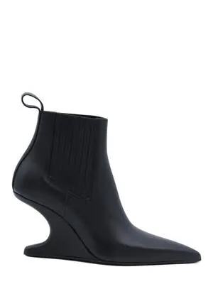 Rick Owens Pointed Toe Ankle Boots With Sculptural Heel - Black