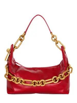 Balmain Sync Medium Bag In Calfskin Leather - Red