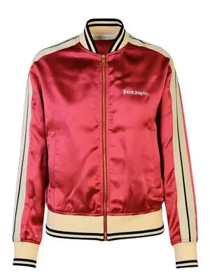 Palm Angels Logo Printed Zipped Bomber Jacket - Red