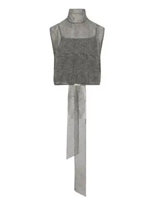 Gucci Sleeveless Bow Detail Blouse - Grey