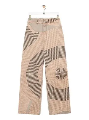 Loewe Baggy Jeans In Printed Denim - Nude