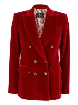 Etro Double-breasted Velvet Jacket - Red