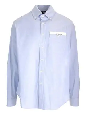 Palm Angels Logo Printed Long-sleeved Shirt - Blue