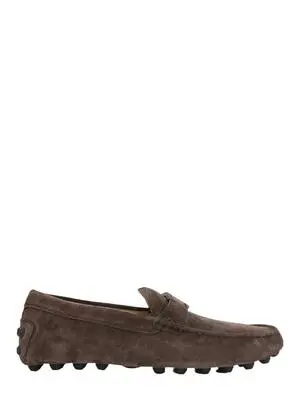 TOD'S Suede T-buckle Loafers - Brown