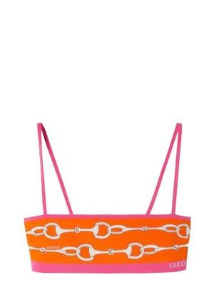 Gucci Horsebit Printed Sling - Fuchsia/orange