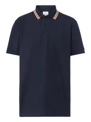 Burberry Logo Embroidered Short Sleeved Polo Shirt - Black