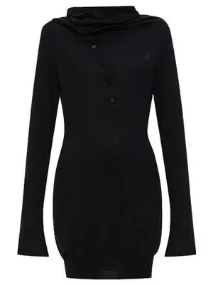 Attico Attico Long Sleeve Hooded Mini Dress Black