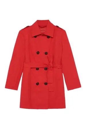 MAXCO. Max&co. Belted Double-breasted Long-sleeved Coat - Red