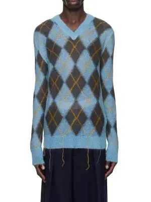 Marni Geometric Patterned V-neck Knitted Jumper - Multicolor