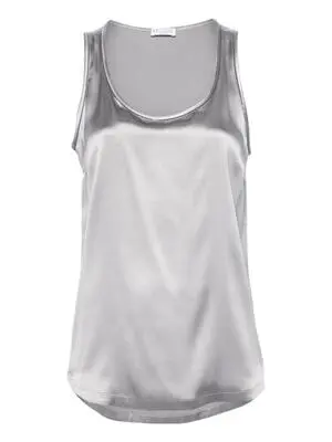 Brunello Cucinelli Monili Chain Satin Tank Top - Gray
