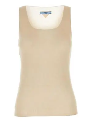 Prada Prada Sleeveless Ribbed Tank Top Nude