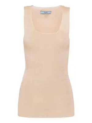 Prada Sleeveless Ribbed Tank Top - Snow White