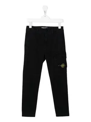 Stone Island Teen Compass-patch Cargo Trousers - Blue