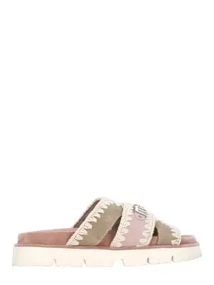 Mou Bio Slip-on Sandals With Braided Straps And Metal Logo - Nude