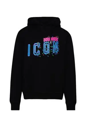 Dsquared2 Icon Printed Drawstring Hoodie - Black