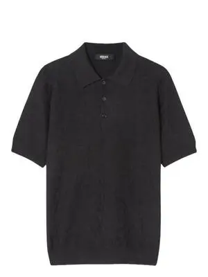 Versace Barocco-jacquard Short-sleeved Polo Shirt - Black