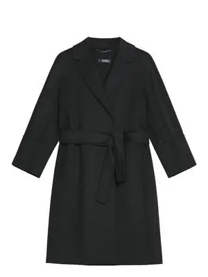 Max Mara Belted Long-sleeved Coat - Black