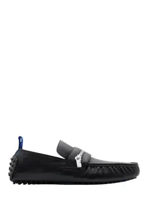 Burberry Zip Detailed Slip-on Loafers - Black
