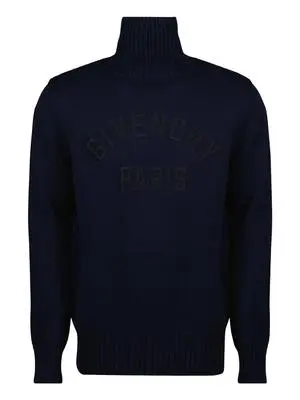 Givenchy Paris Turtleneck Knitted Jumper - Deep Navy Blue