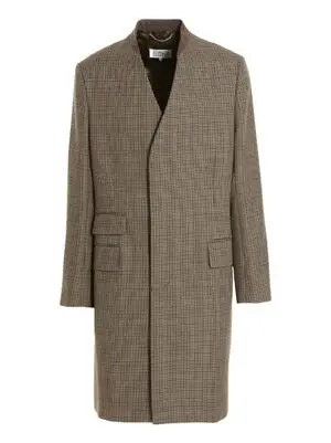 MAISON MARGIELA Checked Single-breasted Wool Coat - Brown