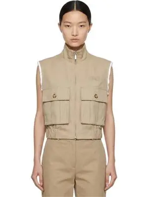 Marissa Chiara Sleeveless Zip-up Vest - Khaki