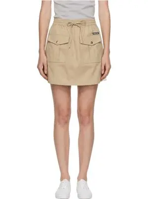 Marissa Chiara Elasticated Drawstring Skirt With Flap Pockets - Khaki
