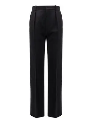 Saint Laurent Pleat Detailed Straight Leg Trousers - Black