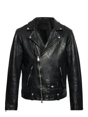 ALLSAINTS ALLSAINTS Classic Leather Biker Jacket With Metal Snaps