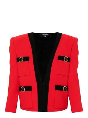 Balmain Embellished Logo Button Jacket - Red