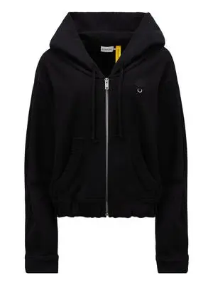 Moncler Willow Smith Zip-up Eyelet Cotton Hoodie - Black