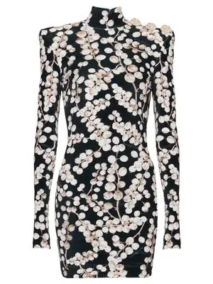 BALMAIN Balmain Backless Velvet Dress With Redcurrant Print