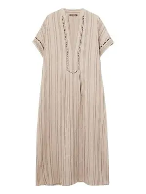 Loro Piana Striped V-neck Dress - Nude
