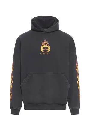 Balenciaga Flame Graphic Hoodie - Black
