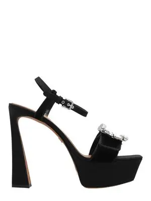 Dolce & Gabbana Embellished Velvet Platform Sandals - Black